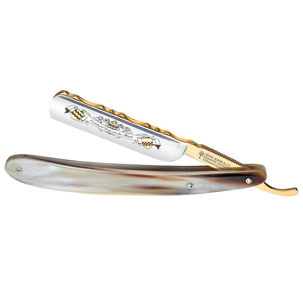 Boker Count Everhardt Horn Straight Razor 5/8 - Gilded Steel – Naked ...