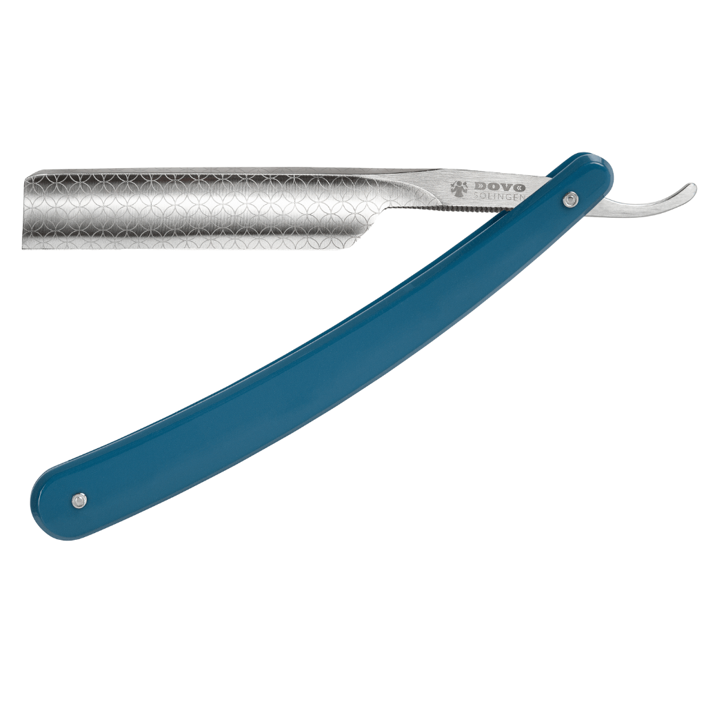 Dovo Runde Sache Straight Razor 5/8" Blue Acrylic Glass Carbon Steel ...